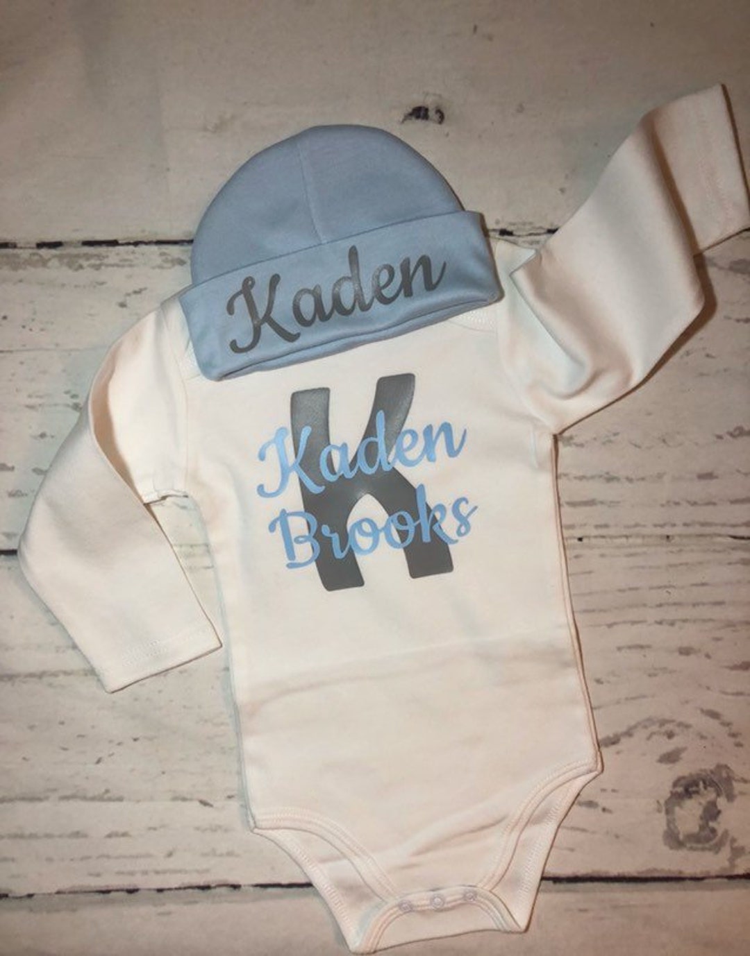 Personalized Baby Boy Outfit Monogrammed With Name Initial - Etsy