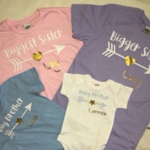 Matching Sibling Shirts Personalized Custom Set of 4 Brother - Etsy