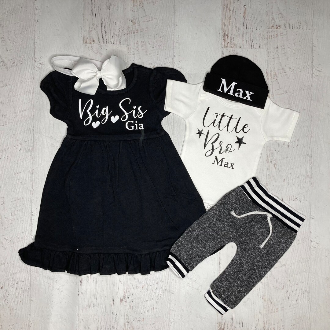 Personalized Big Sis Little Bro Matching Outfits, Big Sister Dress ...
