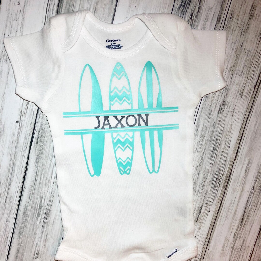Personalized Surfboards Baby Shirt With Name, Custom Surfer Clothing ...