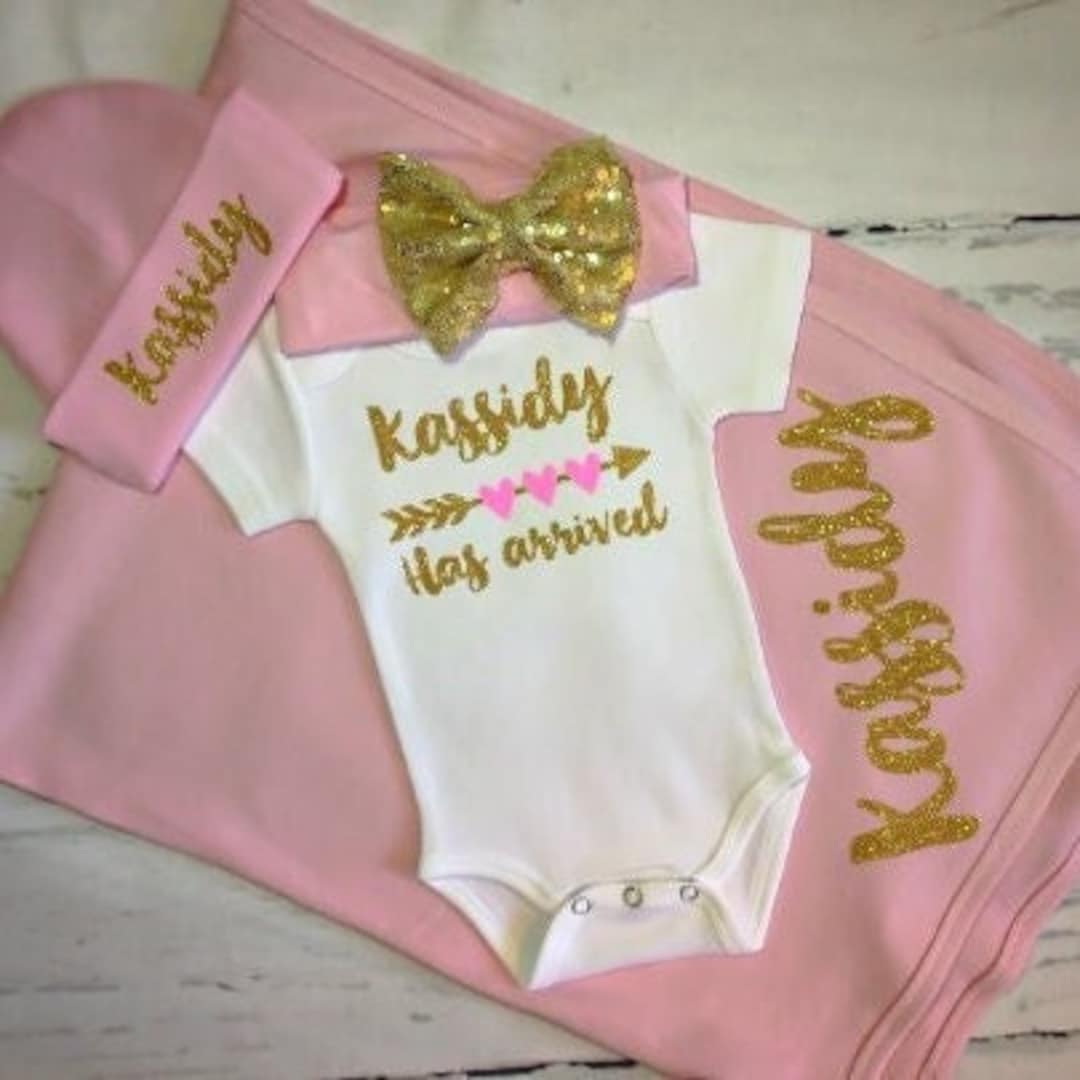 Personalized Newborn Baby Girl Outfit Set, Baby Girl Has Arrived ...
