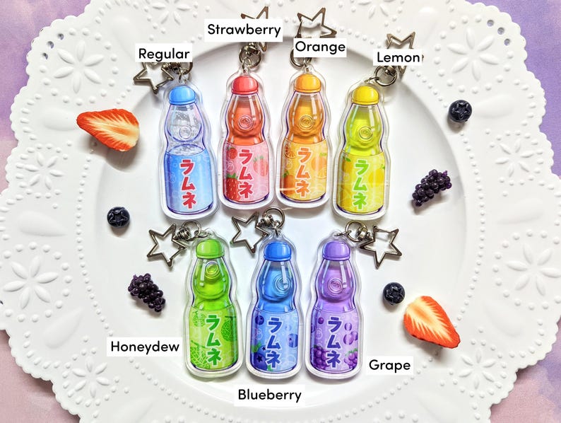 Ramune Soda Shaker Acrylic Keychain, Double Sided Kawaii Charm, Kawaii ...