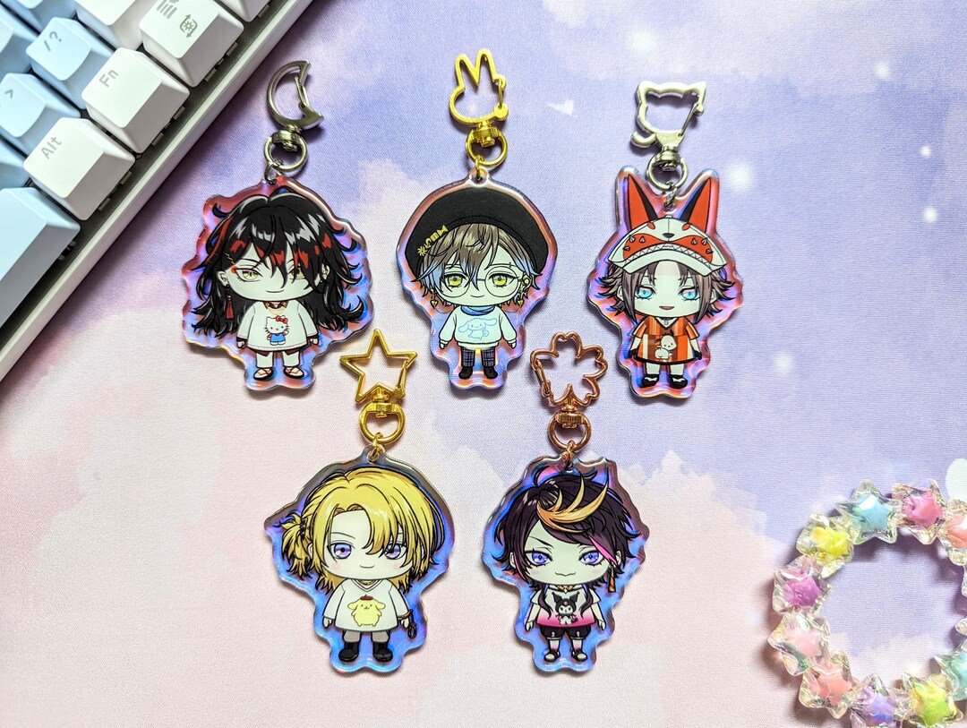 Vtuber Chibi With Kawaii Comfy Shirt Holographic Acrylic Keychain ...