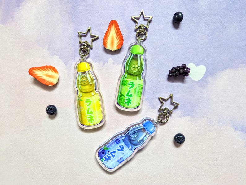 Ramune Soda Shaker Acrylic Keychain, Double Sided Kawaii Charm, Kawaii ...