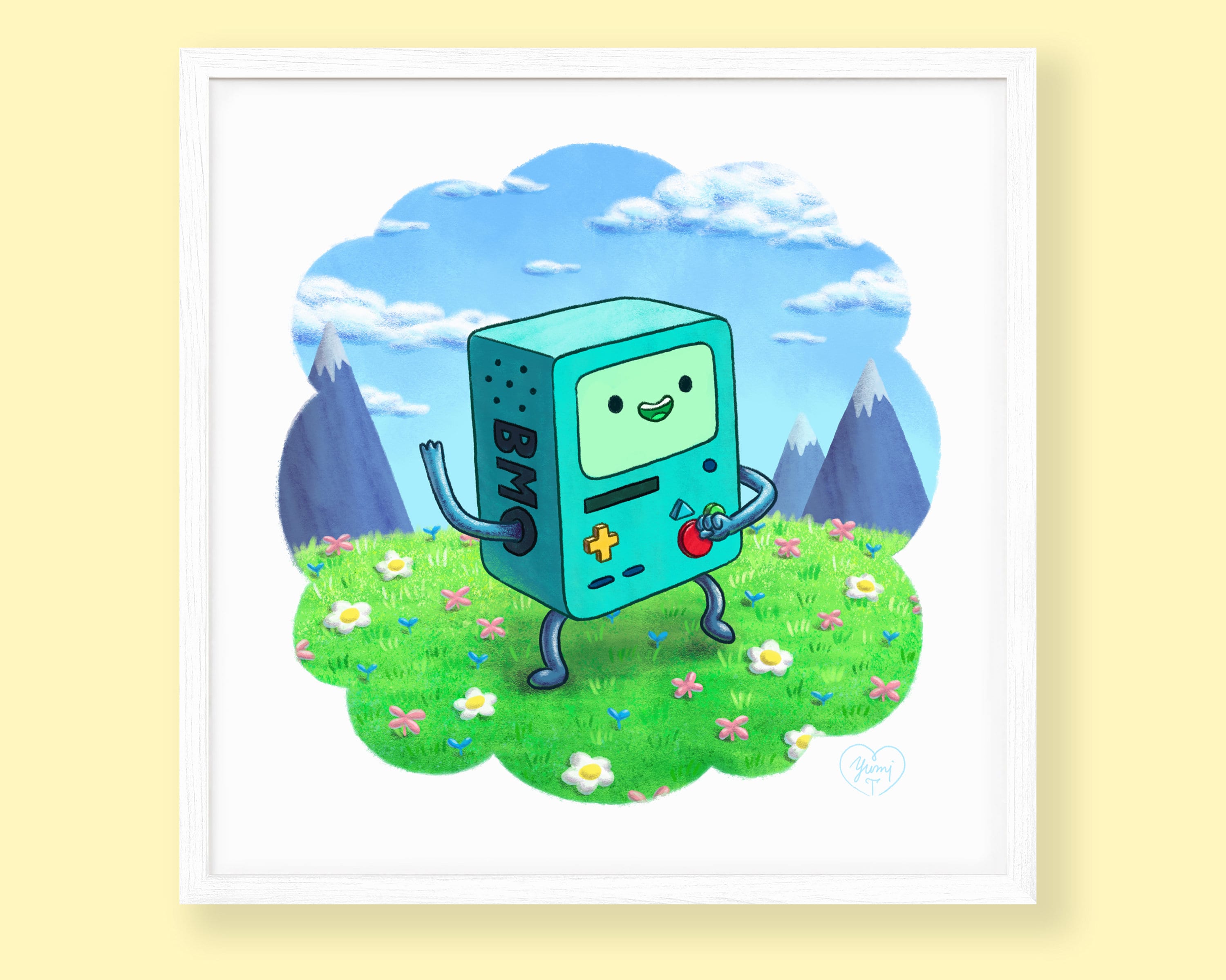 Happy BMO Art Print, Aesthetic Home Wall Decor, Cartoon Fanart, Digital ...