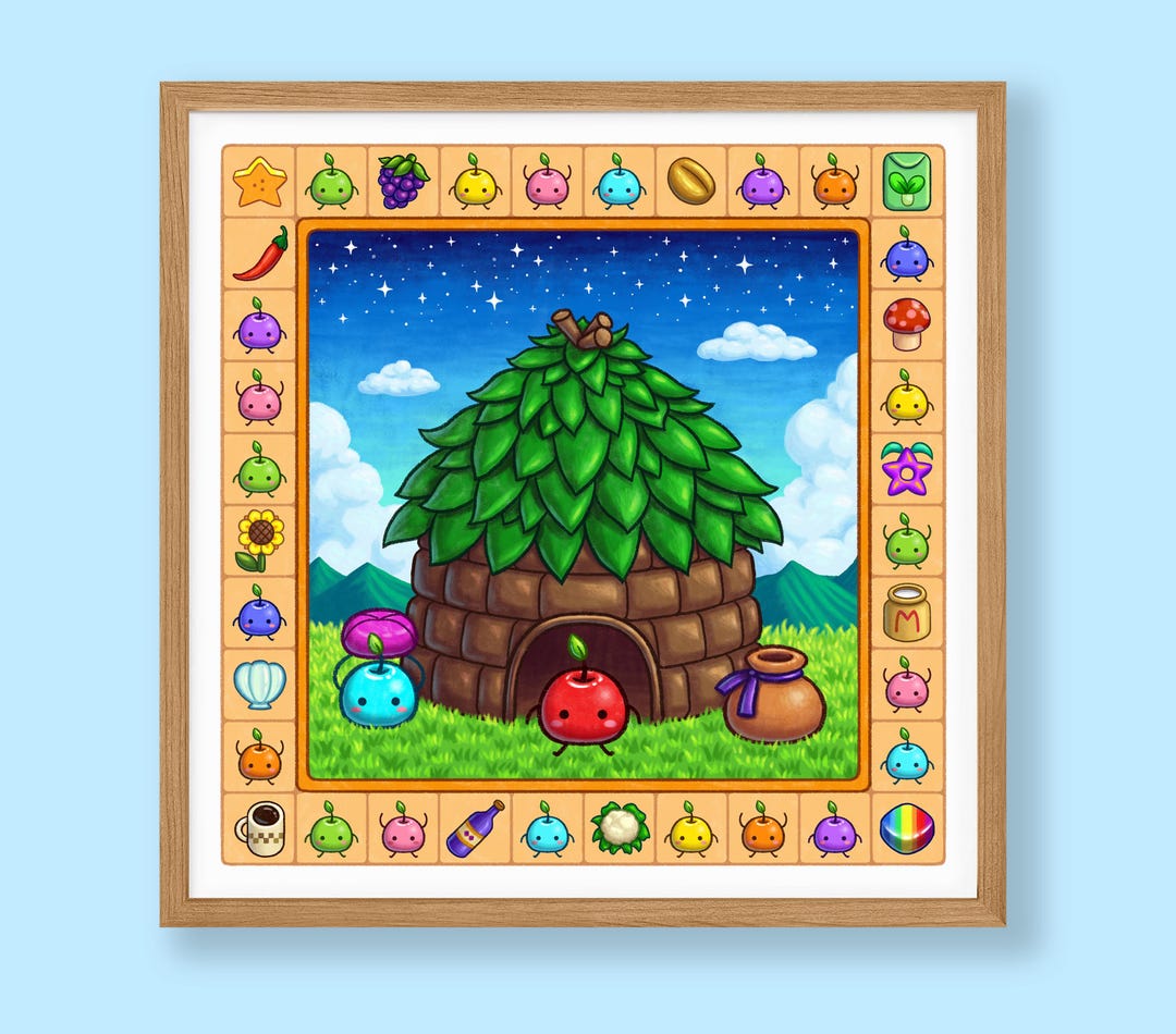 Junimo Hut Art Print, Stardew Valley Aesthetic Home Wall Decor, Cozy ...