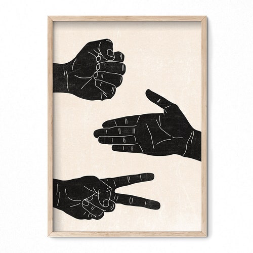 Rock Paper Scissors Set of 3 Printable Wall Art Paper | Etsy