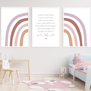 Hold Her a Little Longer Baby Girl Nursery Quote Art Set of 3 Boho ...