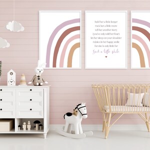 Hold Her a Little Longer Baby Girl Nursery Quote Art Set of 3 Boho ...
