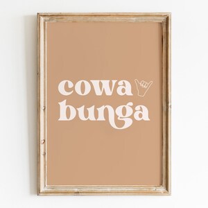 Cowabunga Printable Wall Art for Beachy Decor Tan Eclectic Kids Decor ...