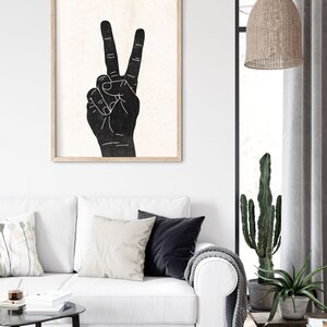 Peace Sign Printable Wall Art, Peace Fingers Hand Gesture Print ...
