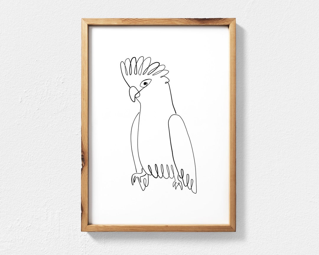 Galah Print, Bird Lover Gift, Continuous Line Drawing Bird Print ...