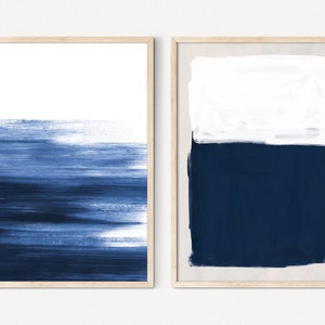 Blue Abstract Art Gallery Wall Printable Set of 6 Wall Art Bundle, Navy ...