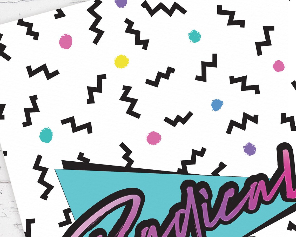 Radical 80s Poster Memphis Style 80s Style Radical Wall Art | Etsy