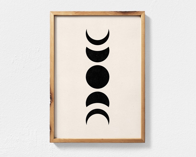 Abstract Sun and Moon Phases Boho Wall Art Set Midcentury | Etsy