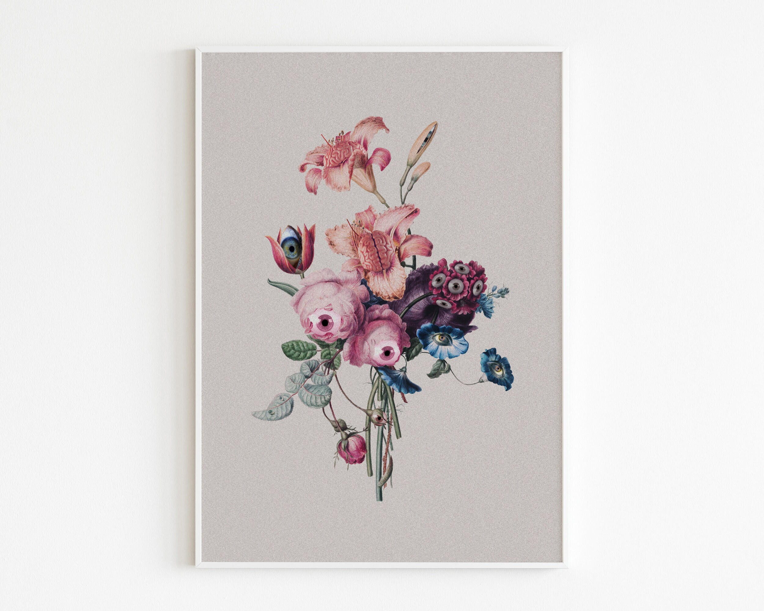 Weirdcore Art Psychadelic Eye Art Floral Wall Art Gallery Wall | Etsy