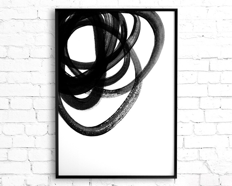 Black and White Abstract Art 2 Piece Wall Art Scribble Art | Etsy