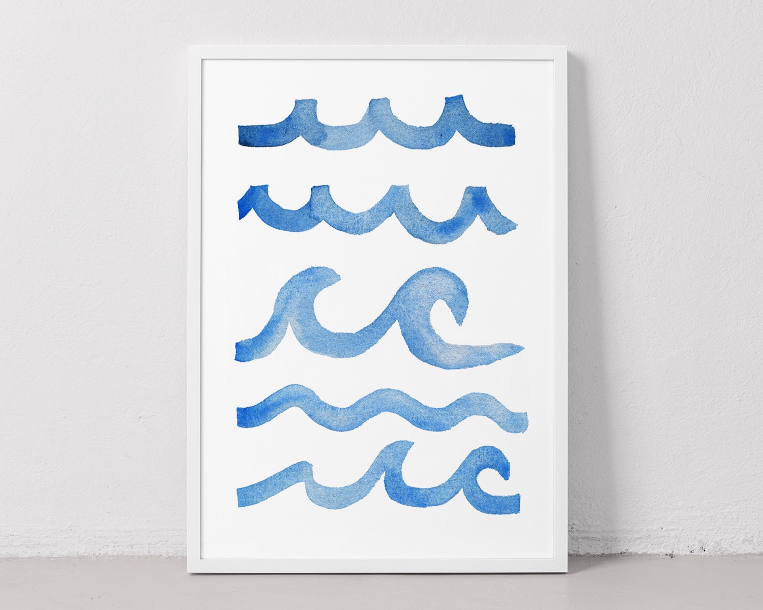 Blue Watercolour Waves Printable Wall Art Coastal Wall Art | Etsy
