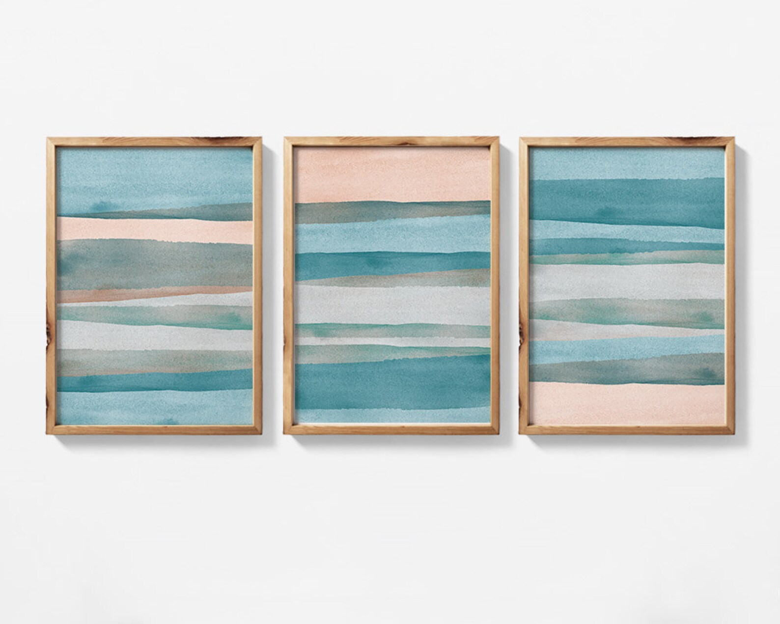 Calming Turquoise 3 Piece Wall Art Abstract Watercolour Beach - Etsy