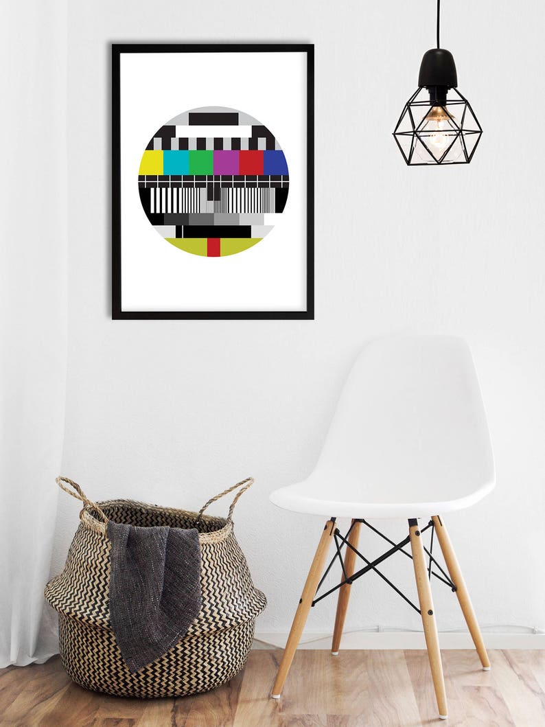 TV Test Pattern Printable Wall Art Retro Style Man Cave | Etsy