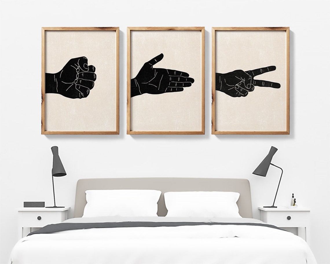 Rock Paper Scissors Set of 3 Printable Wall Art Paper - Etsy