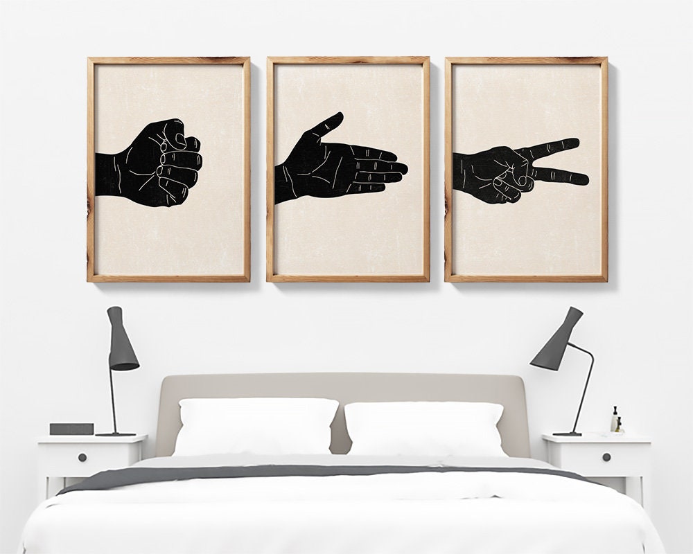 Rock Paper Scissors Set of 3 Printable Wall Art Paper - Etsy