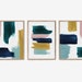 Printable Abstract Wall Art Set of 3 in Teal Mustard Navy - Etsy