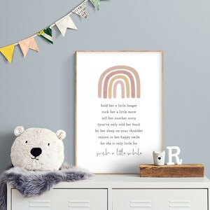 Hold Her a Little Longer Baby Girl Nursery Quote Art, Neutral Boho ...