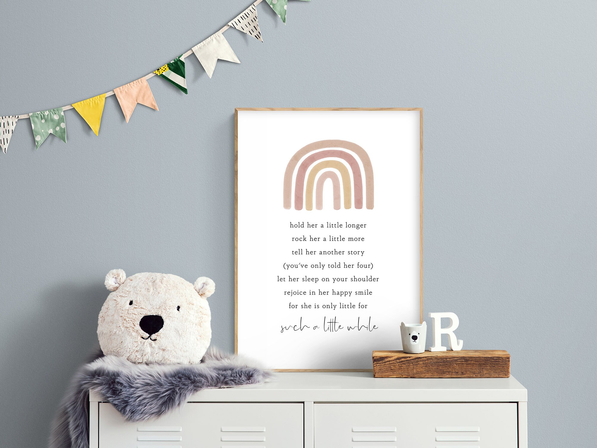 Hold Her a Little Longer Baby Girl Nursery Quote Art, Neutral Boho ...