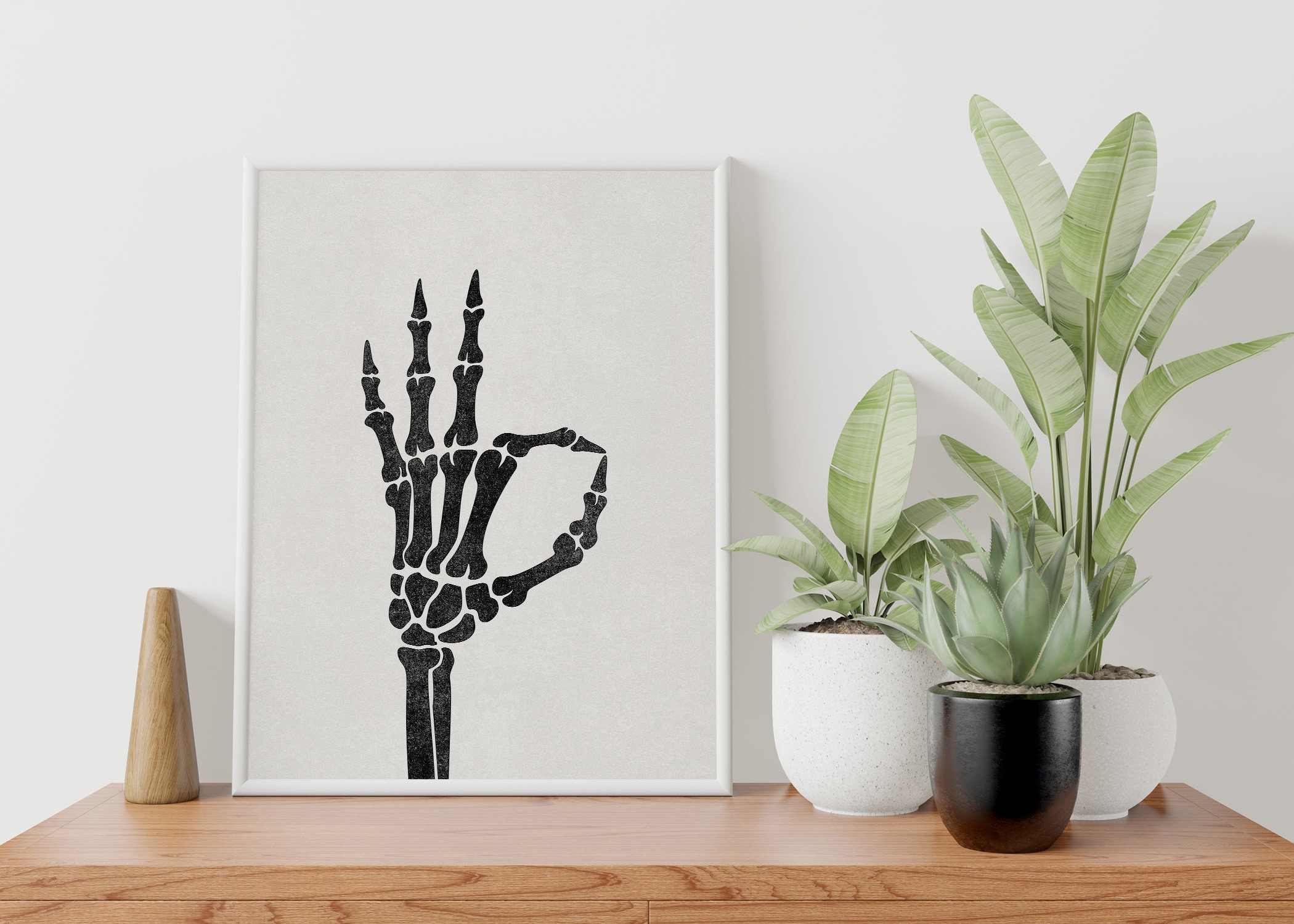 Skeleton Hand Print OK Hand Signal Printable Wall Art Okay | Etsy