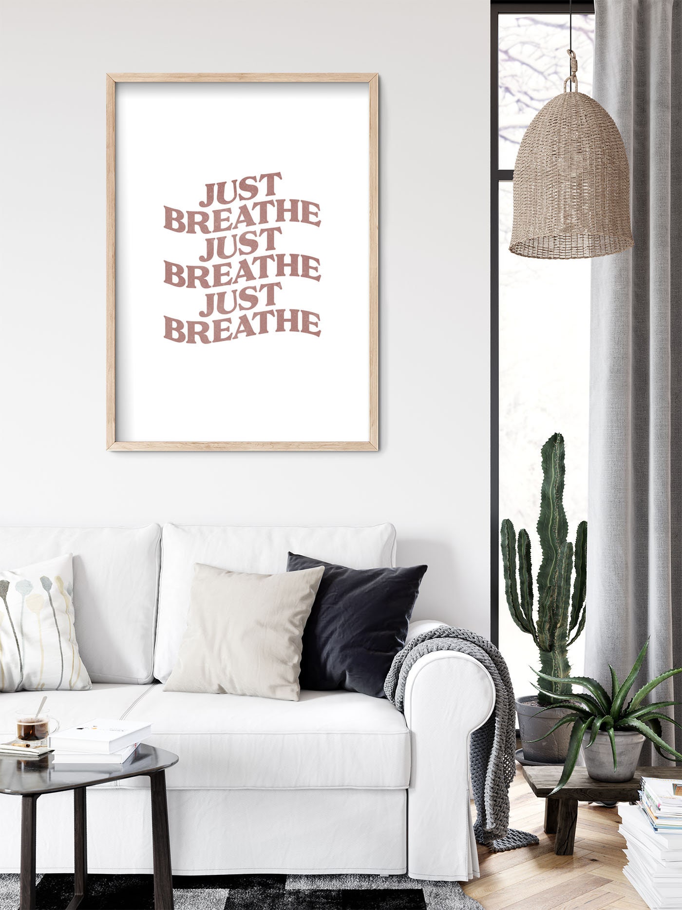 Just Breathe Quote Wall Art Yoga Print Boho Room Decor | Etsy
