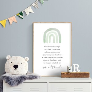 Hold Them a Little Longer Printable Art, Pale Green Nursery Decor ...
