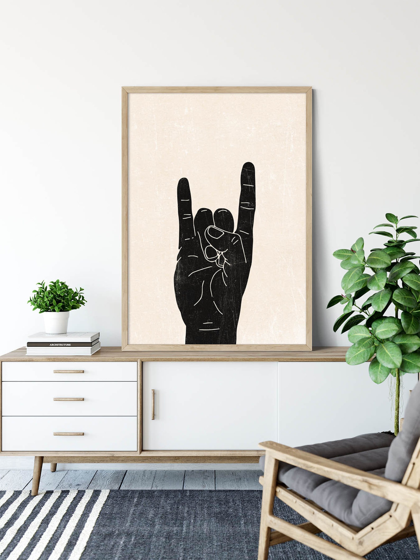 Rock on Hand Gesture Printable Wall Art Devil Horns Hand Sign | Etsy