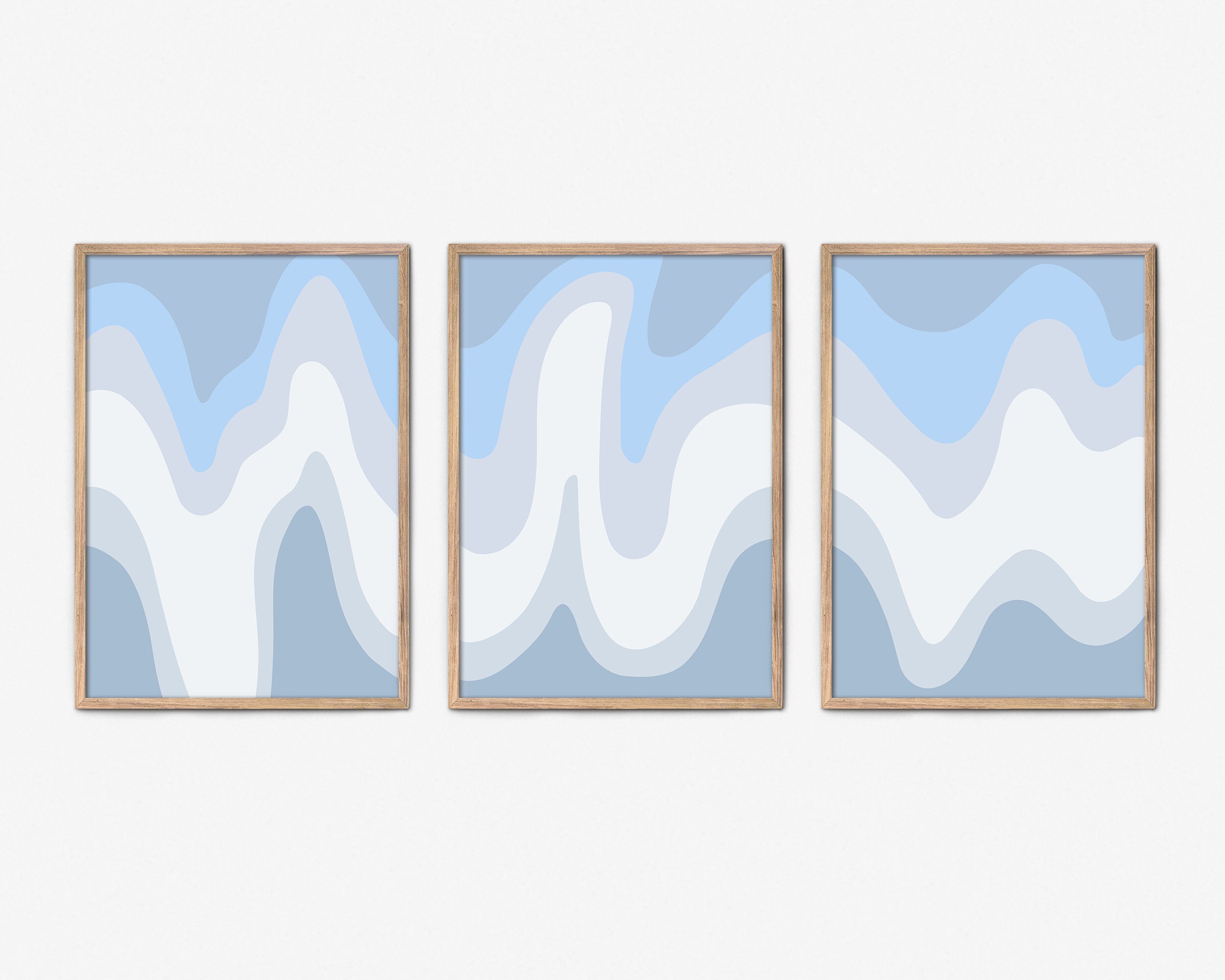 Light Blue Aesthetic Abstract Art 3 Piece Wall Art - Etsy