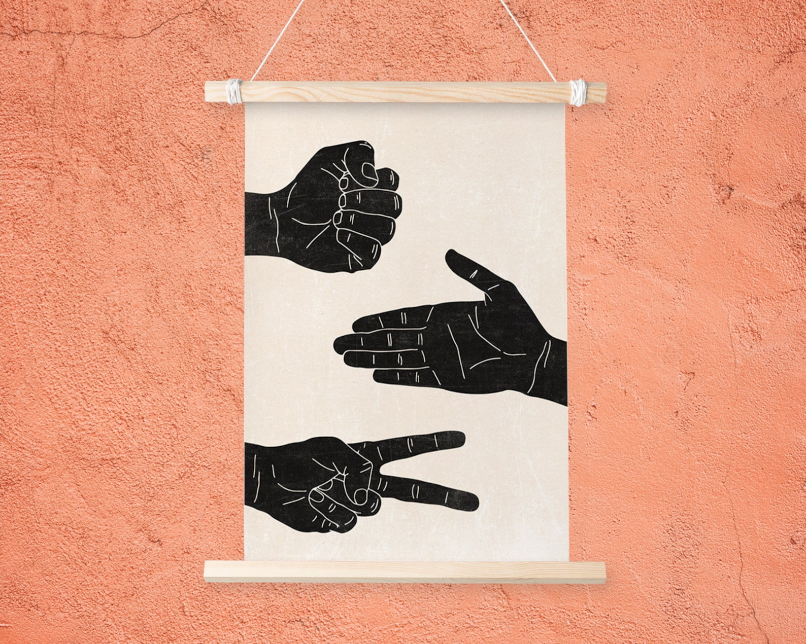 Rock Paper Scissors Printable Wall Art Modern Minimalist Black and ...