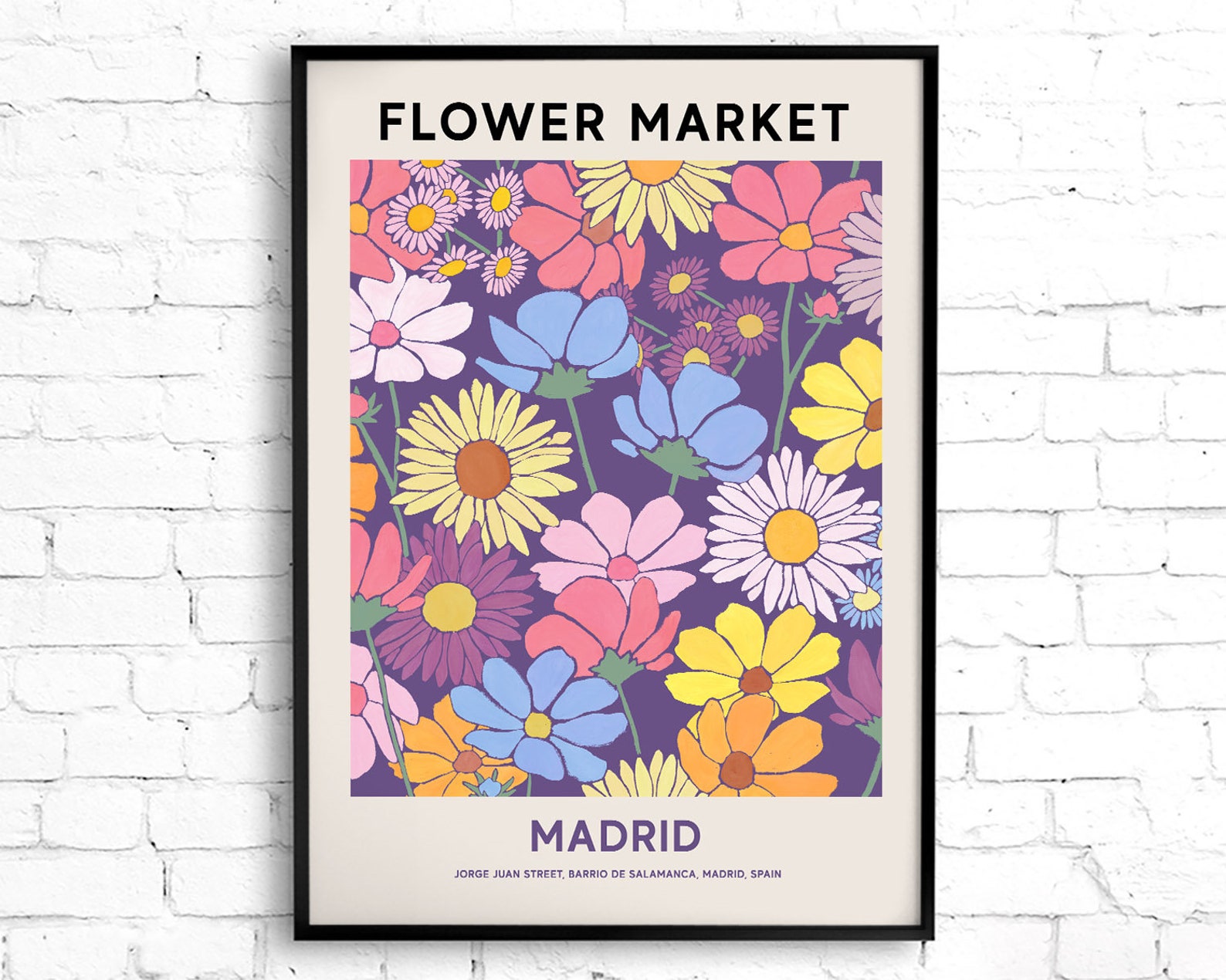 Madrid Flower Market Print, Vintage Flower Market Madrid Poster, Daisy ...