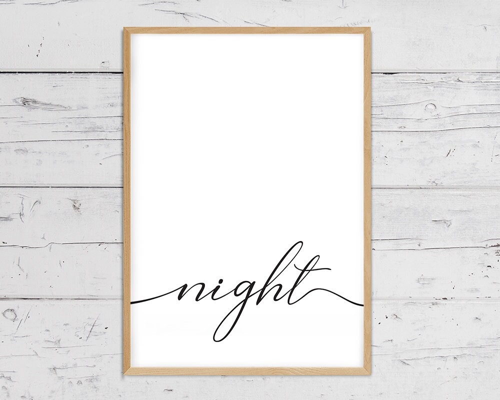 Good Night Printable Word Art Set of 2 Prints Minimalist Black - Etsy