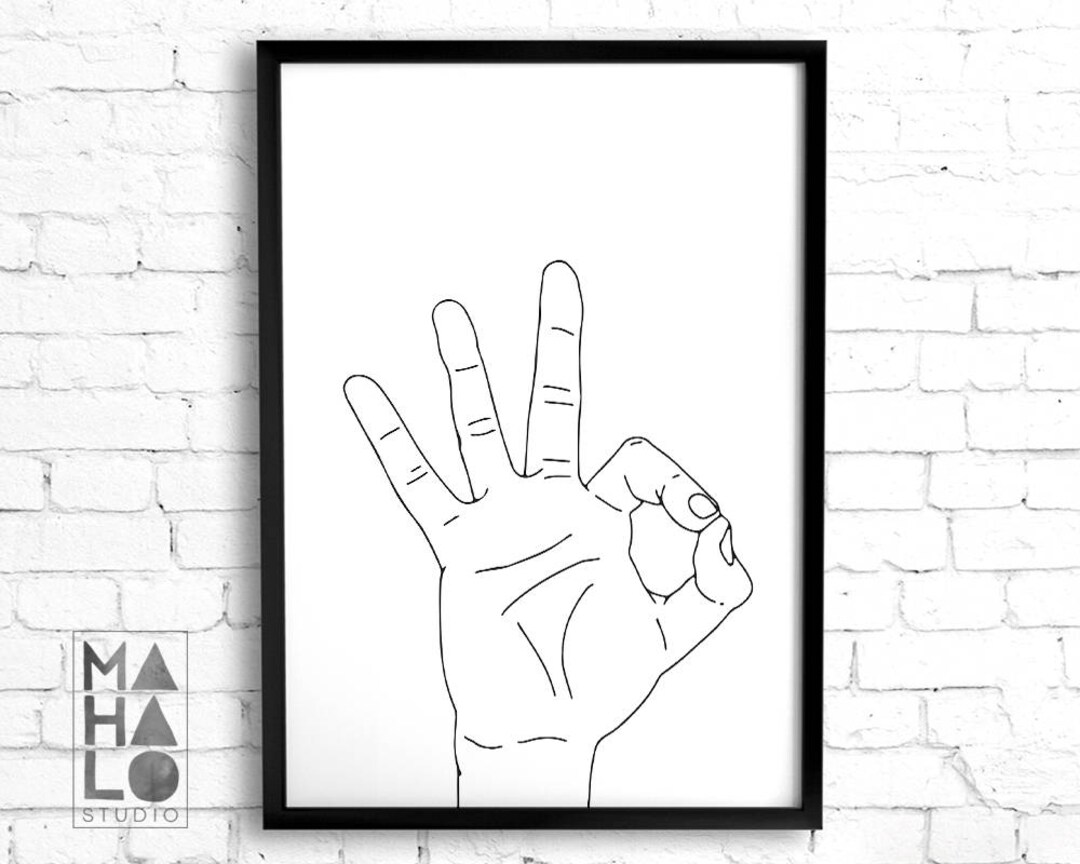 OK Hand Signal Printable Wall Art, Okay Hand Gesture Print, Hand ...