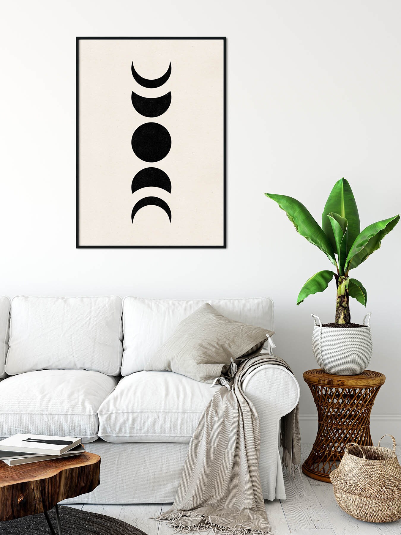 Boho Moon Phases Printable Wall Art Mid Century Modern Moon | Etsy