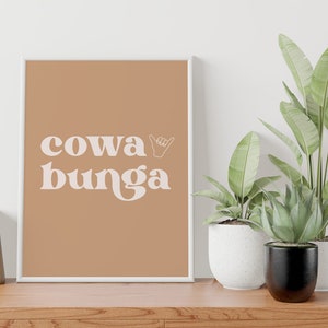 Cowabunga Printable Wall Art for Beachy Decor Tan Eclectic Kids Decor ...