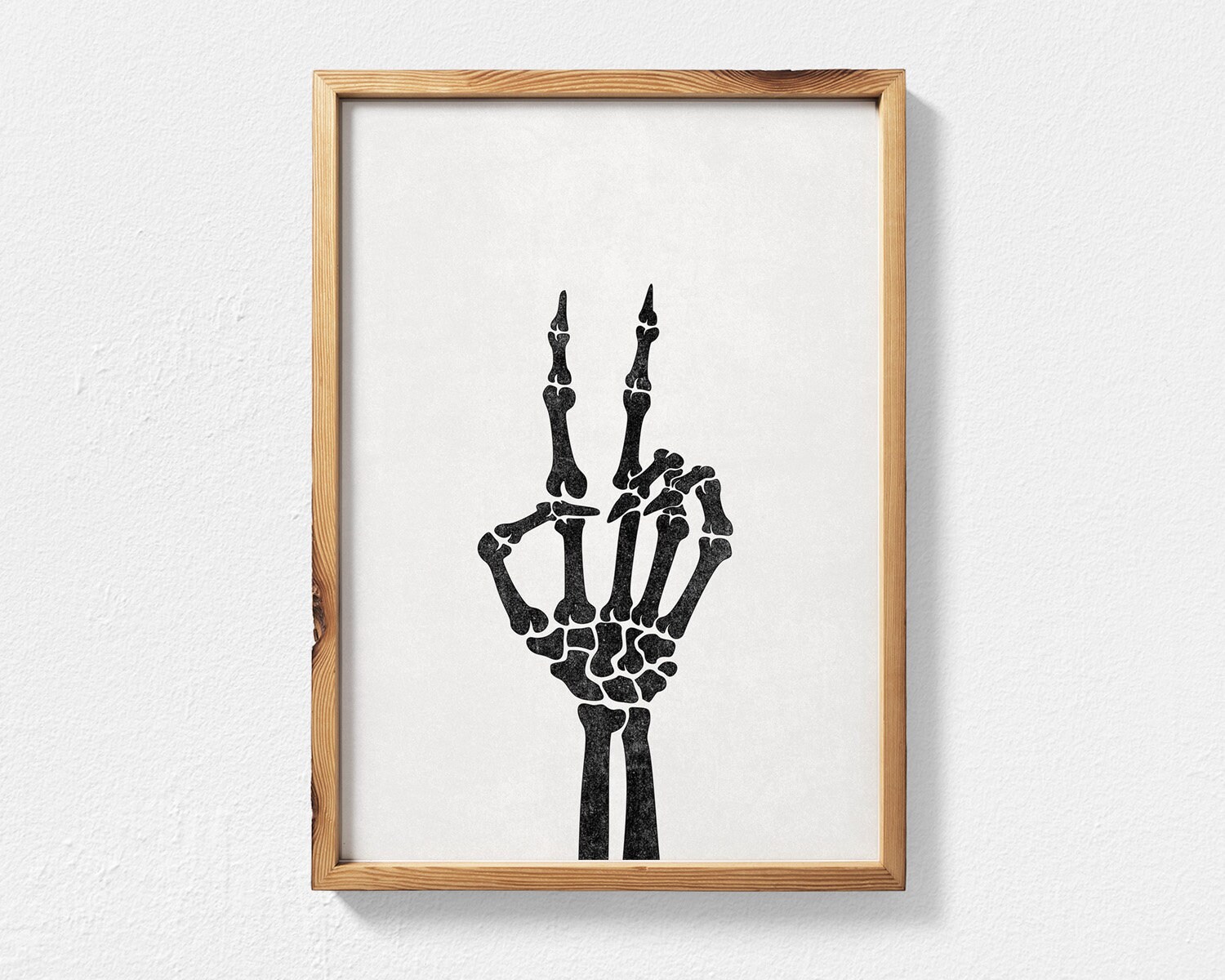 Peace Sign Hand Signal Printable Wall Art Skeleton Hand | Etsy