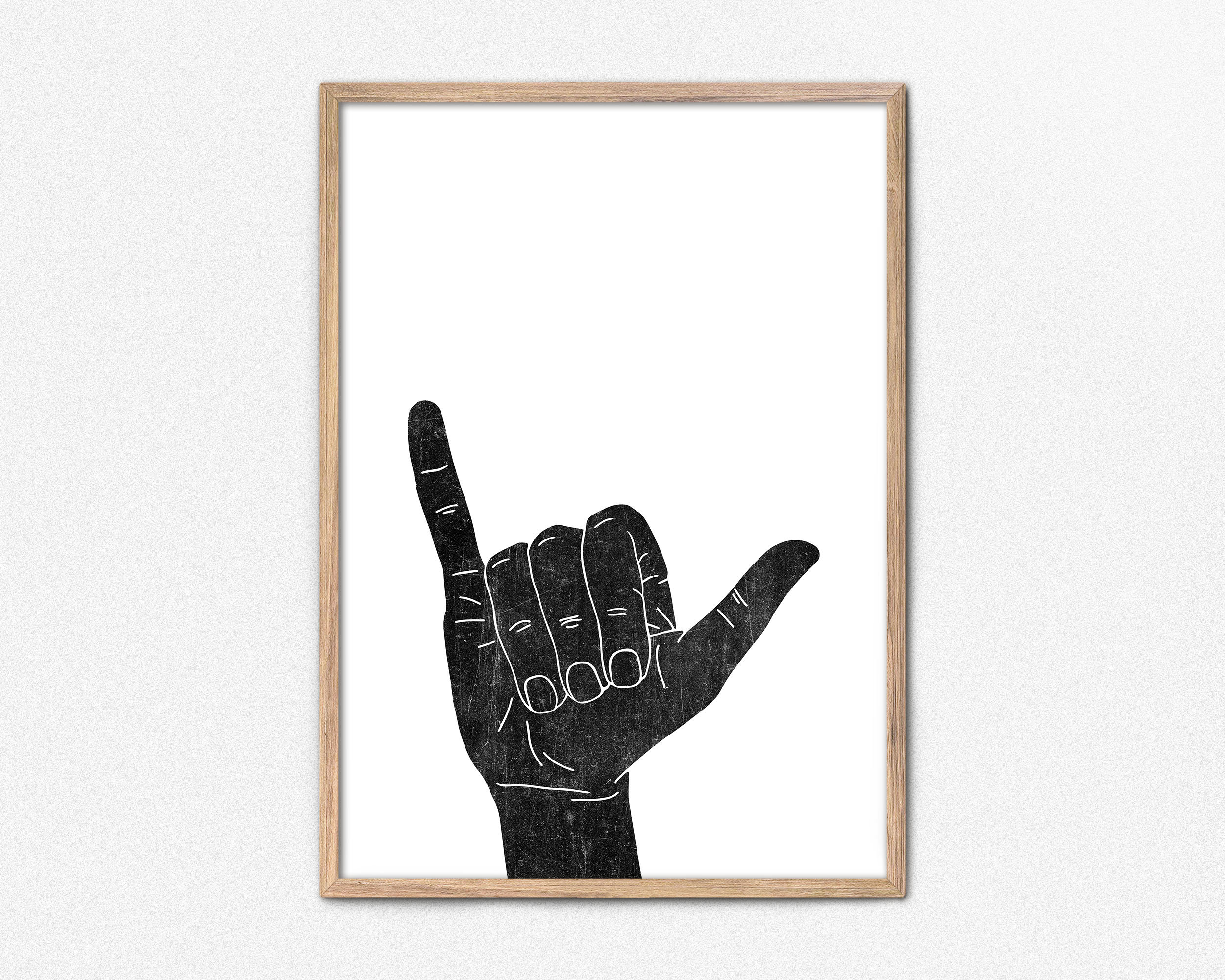 Shaka Hand Printable Wall Art Hang Loose Hand Gesture Mahalo - Etsy