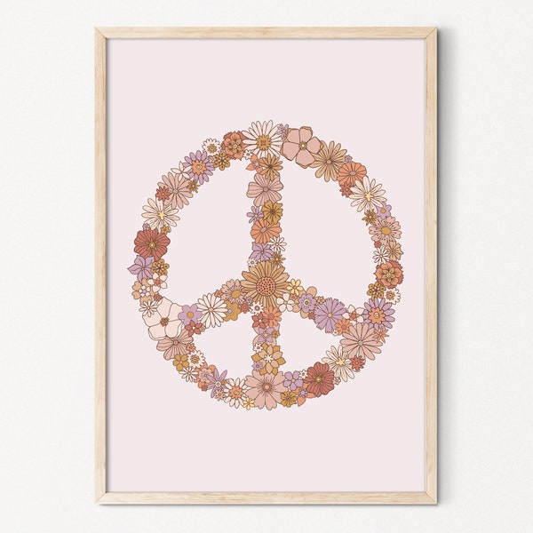 Floral Peace Sign - Etsy