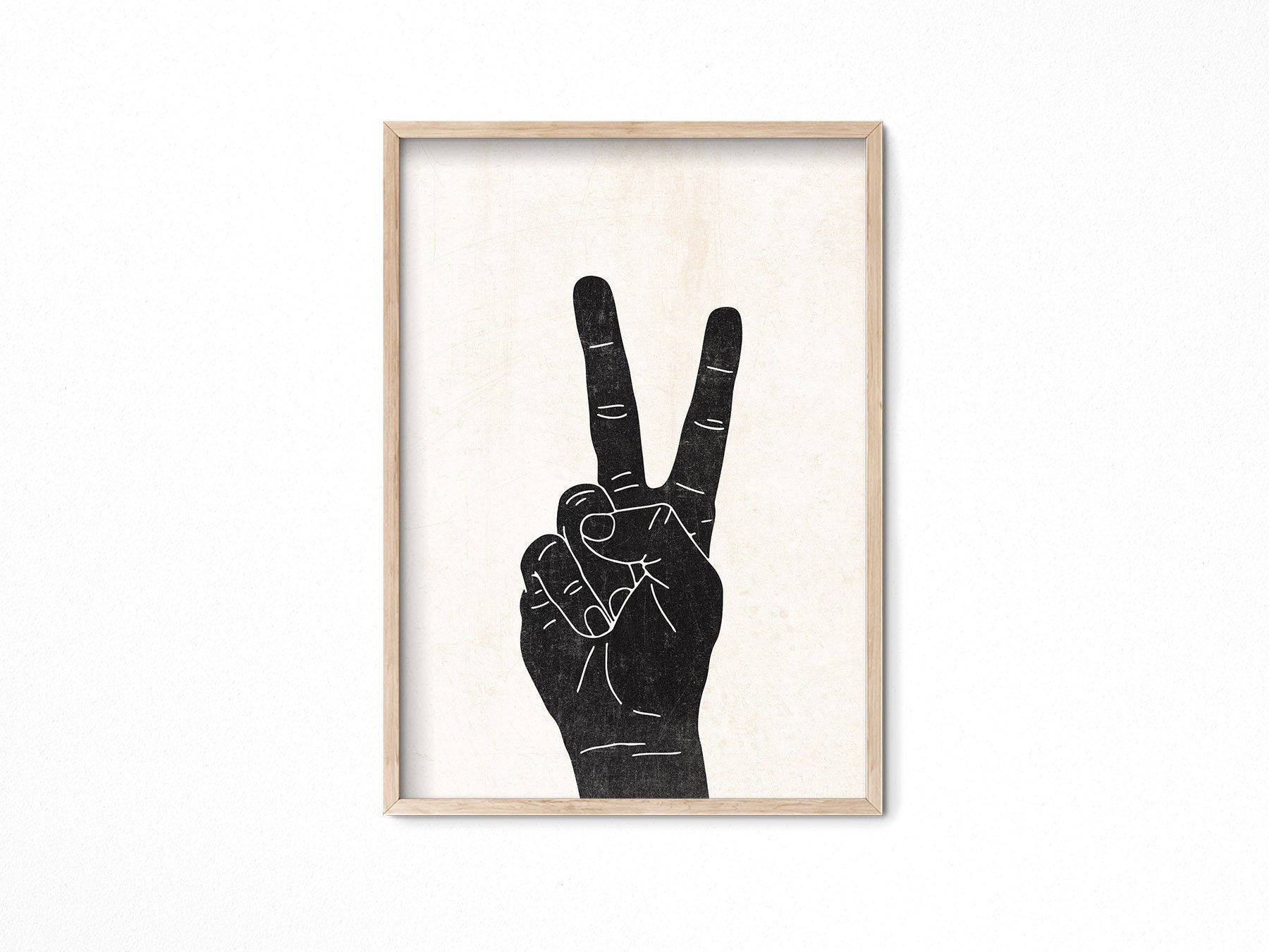 Peace Sign Printable Wall Art, Peace Fingers Hand Gesture Print ...