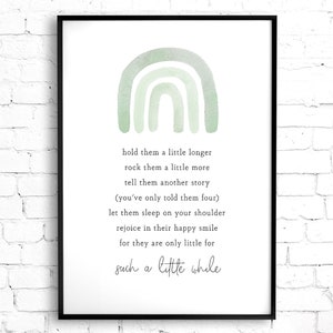 Hold Them a Little Longer Printable Art, Pale Green Nursery Decor ...