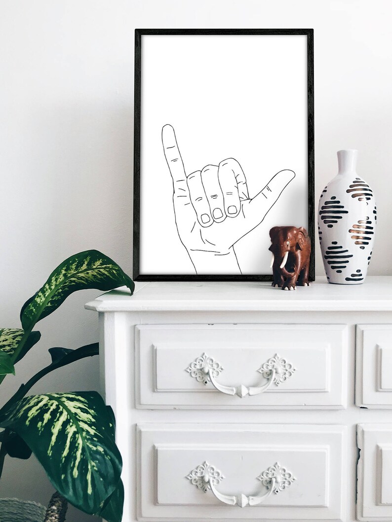Shaka Hand Printable Wall Art, Hang Loose Hand Gesture, Mahalo Dude ...