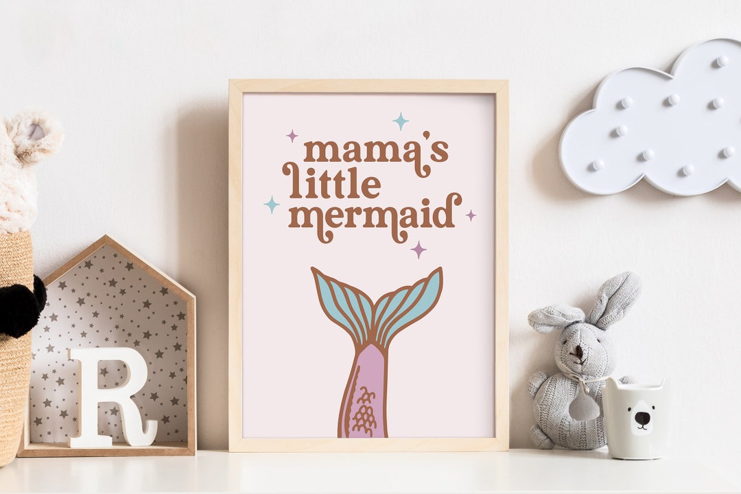 Little Mermaid Wall Art Beachy Girls Nursery Room Decor, Mermaid Tail ...