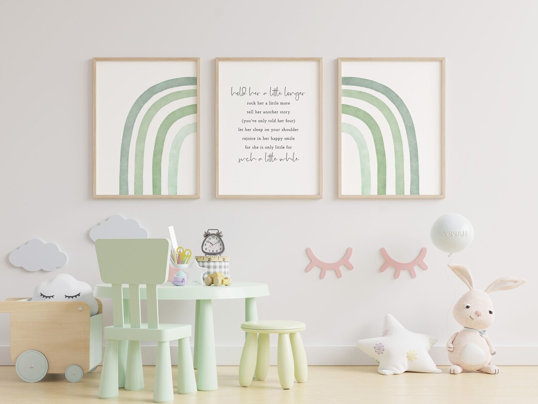 Hold Her a Little Longer Printable Art Sage Green Nursery Decor Set of ...