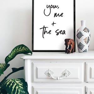 You Me and the Sea Printable Quote Art, Printable Wall Art, Coastal ...
