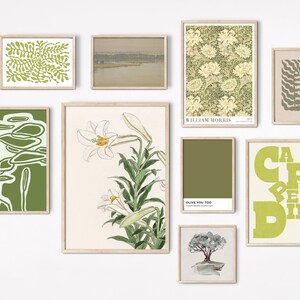 Green Printable Gallery Wall Art Set Eclectic Aesthetic Green Wall Art ...